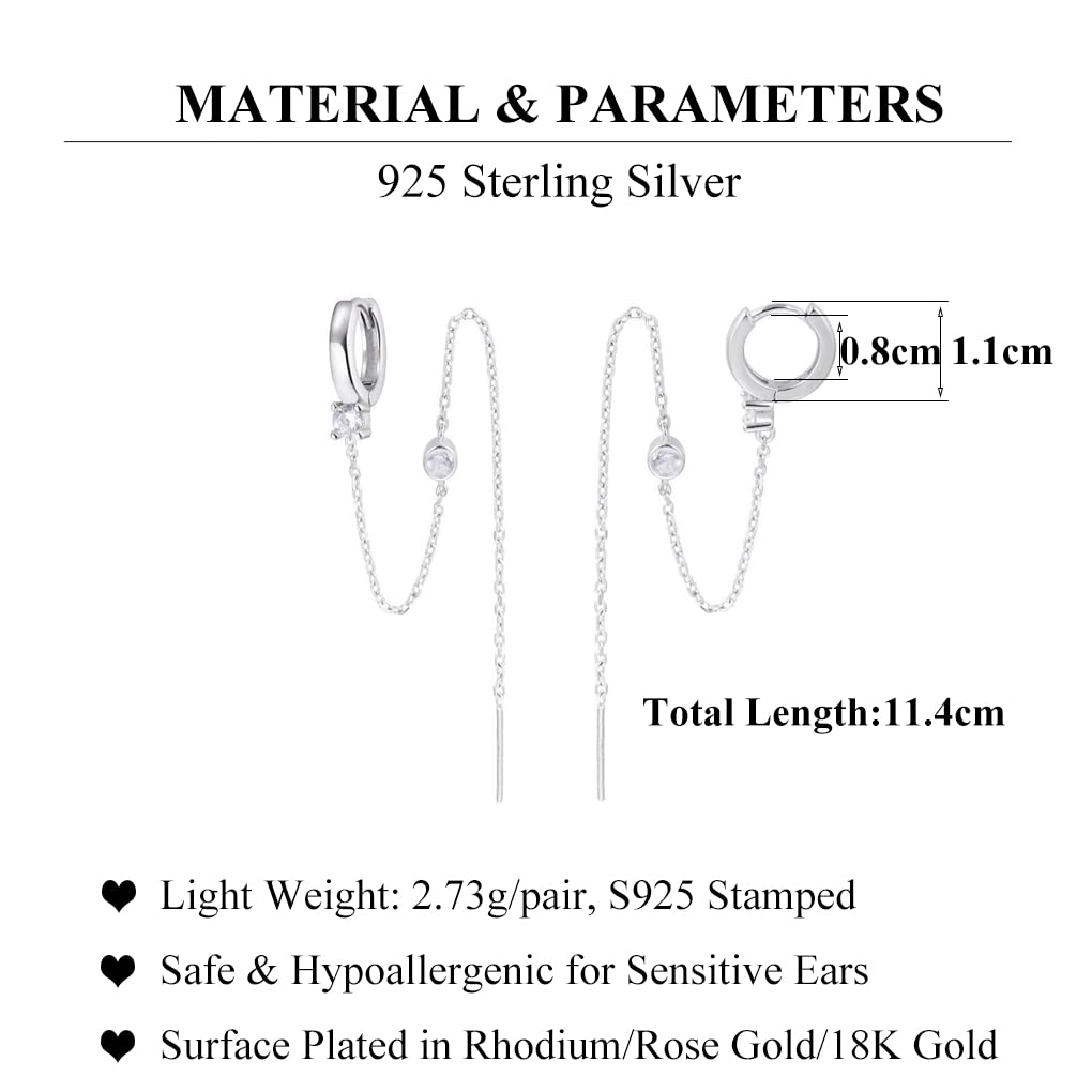 SLUYNZ 925 Sterling Silver Helix Piercing Earrings Crawler Wrap Chain for Women Ear Cuff Top Ear Hoop Earrings Multi Piercing Earrings Long Chain (B-Gold Plated)