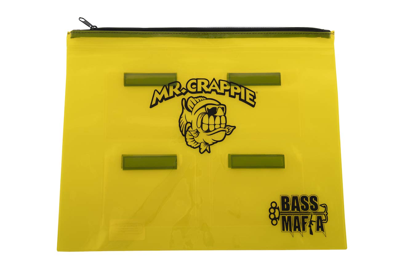 Mr. Crappie Money Bag 4 Banger | Bass Mafia Waterproof Bag for Bait & Phones | Holder for Items While Fishing | Four 4x5.5 Pockets | 13x15 | Yellow