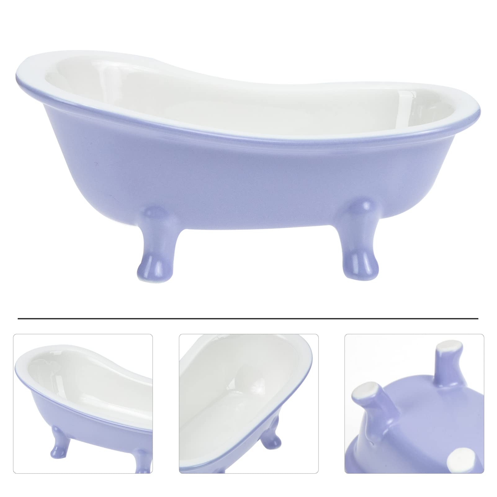 YARDWE Modern Plant Pots Indoor Desktop Flower Pot Small Bathtub Flower Pot Ceramic Succulent Planter Pot Flower Pots Planting Container Desktop Ornament (Sky- Blue) Bonsai Pot Mini Bathtub Decor