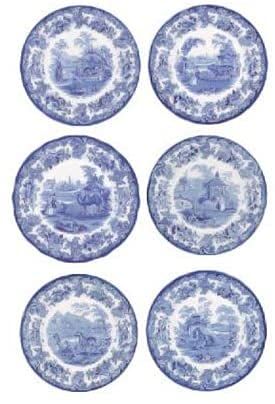 Spode Blue Room Collection Plates | Set of 6 | Dinner, Salad, Pasta, and Appetizer Plate | 10.5-Inch | Fine Earthenware | Microwave and Dishwasher Safe | Made in England (Zoological)