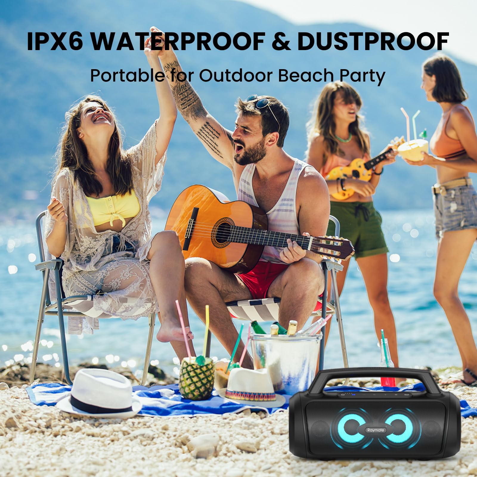 Raymate Outdoor Bluetooth Speakers 60W Outdoor Speakers Portable spekaers