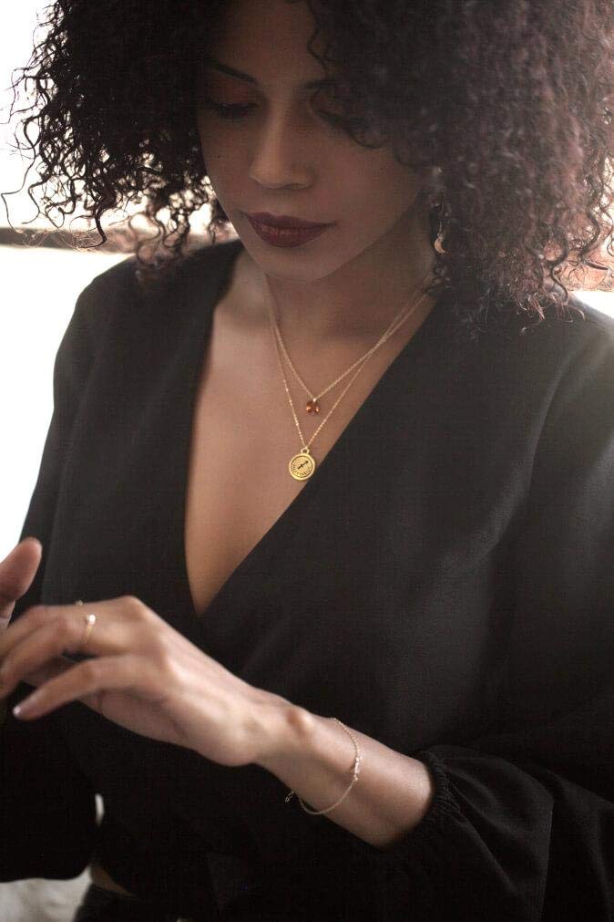 MaeMae February Birthstone Crystal Necklace, Amethyst Man-Made Crystal Gemstone, 14k Gold-Filled Chain 16β-18β