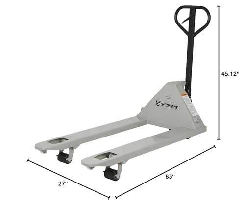 Strongway Pallet Jack Fork Pallet Truck - 63.5in L x 27in W (5500LB Capacity)