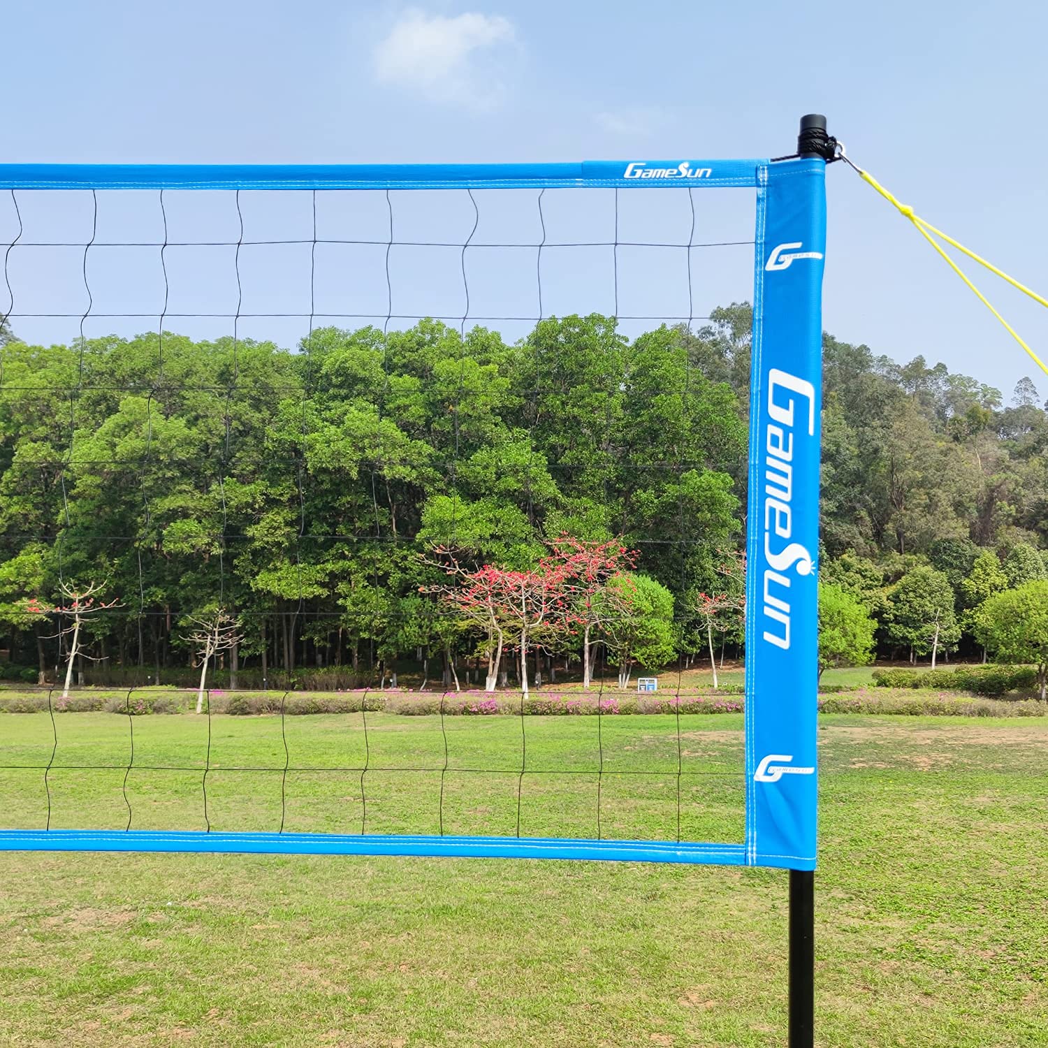 Portable Volleyball Net Set System-Portable Volleyball Set for Backyard with Professional Volleyball Net, Wrap Yarn Volleyball and Pump, Boundary Line, Carry Bag
