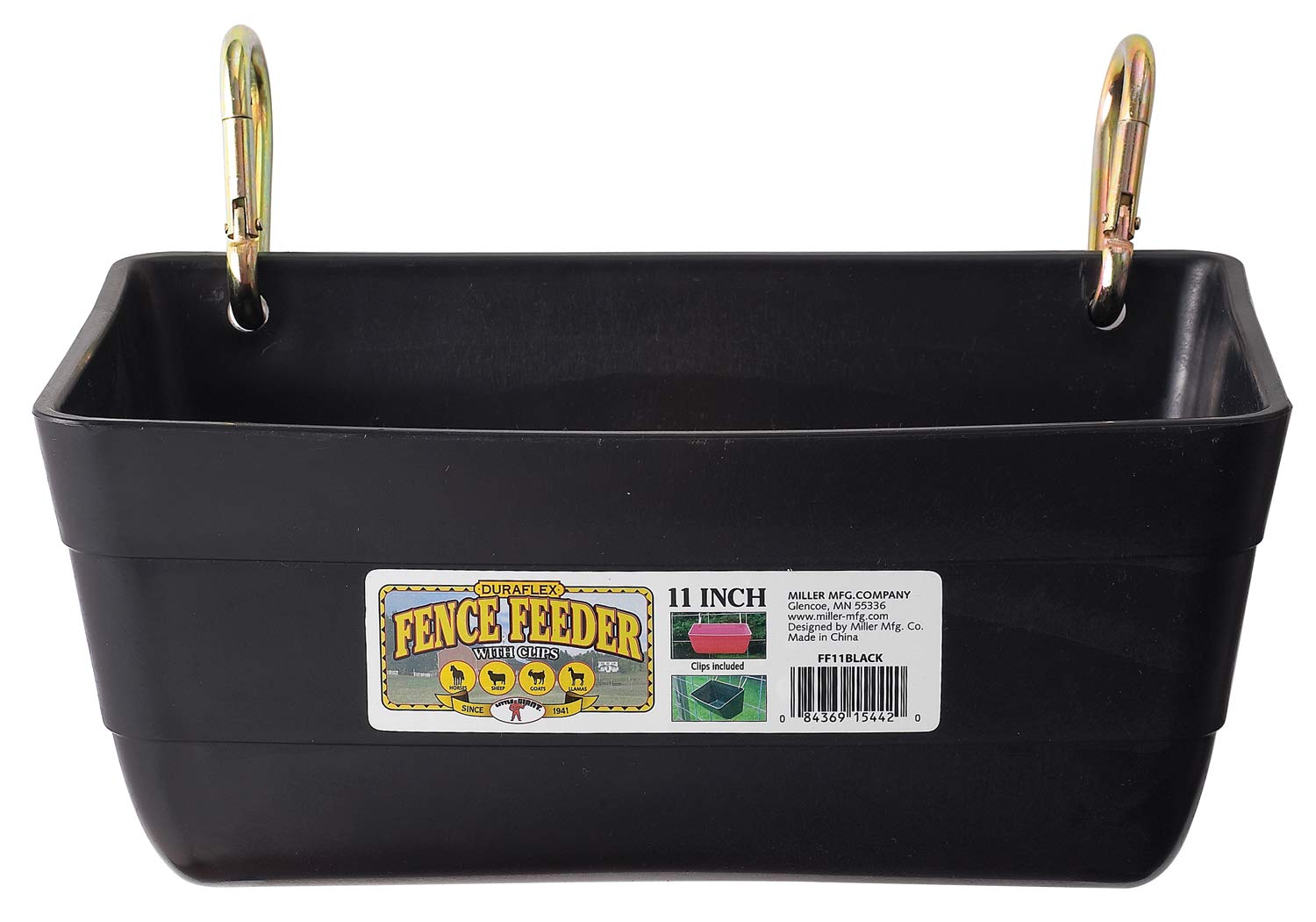 Little GiantÂŽ Plastic Fence Feeder | Pig Feeder | Clip On Fence Feeder | Mountable Feed Bucket | 4.5 Quarts | Black