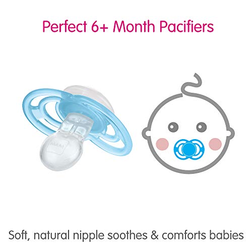 MAM Perfect Night Baby Pacifier, Patented Nipple, Glows in the Dark, 6-16 Months, Girl, 2 Count (Pack of 1)