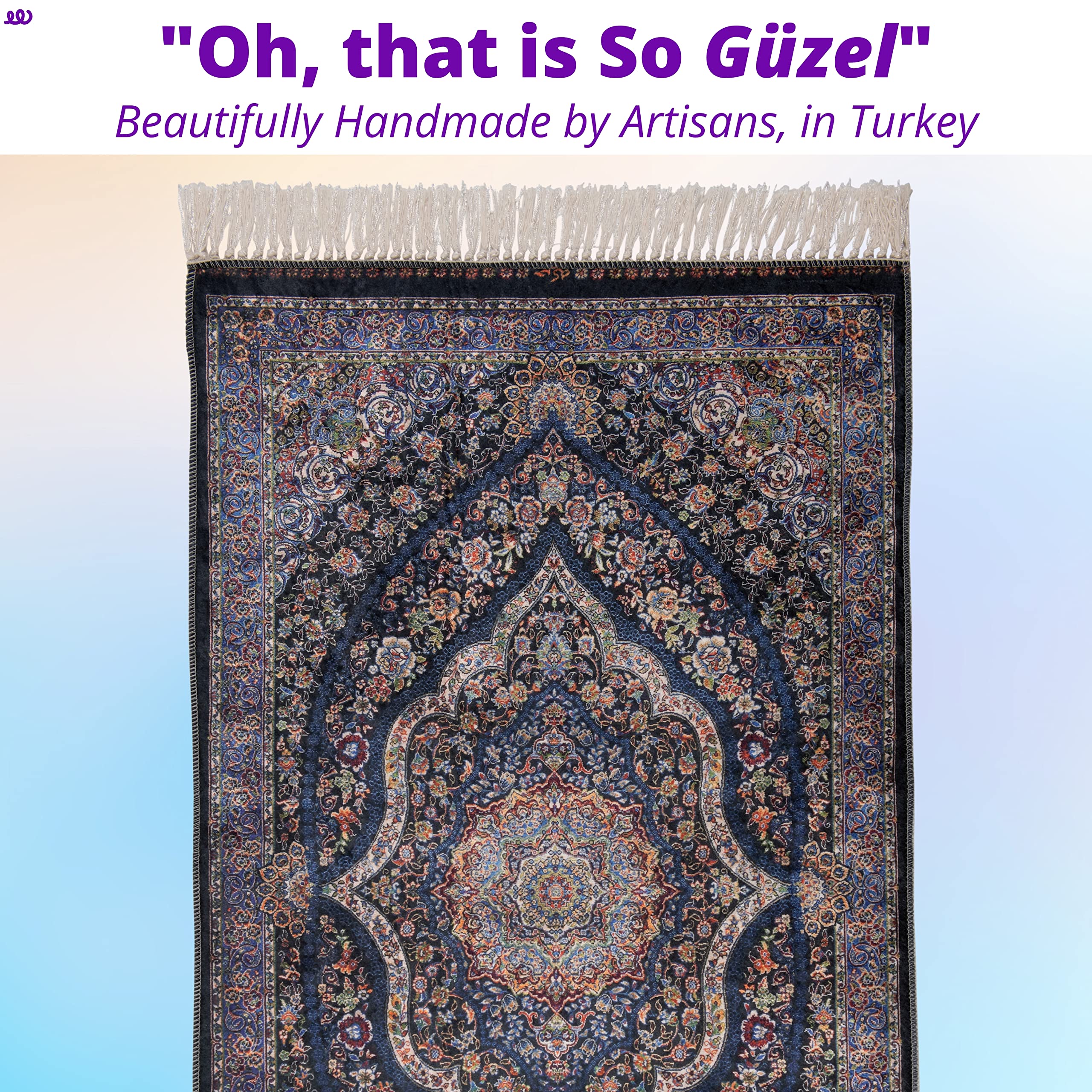 Sacred Artisans FAÍTH Turkish Prayer Rugs - Palace Purple, Lightly Padded | Soft Touch & Gift Ready