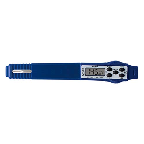 Taylor 9877FDA Compact Waterproof Digital Thermometer, 2.81" Stem Length with an Fda Recommended 1.5mm Probe Diameter, Blue