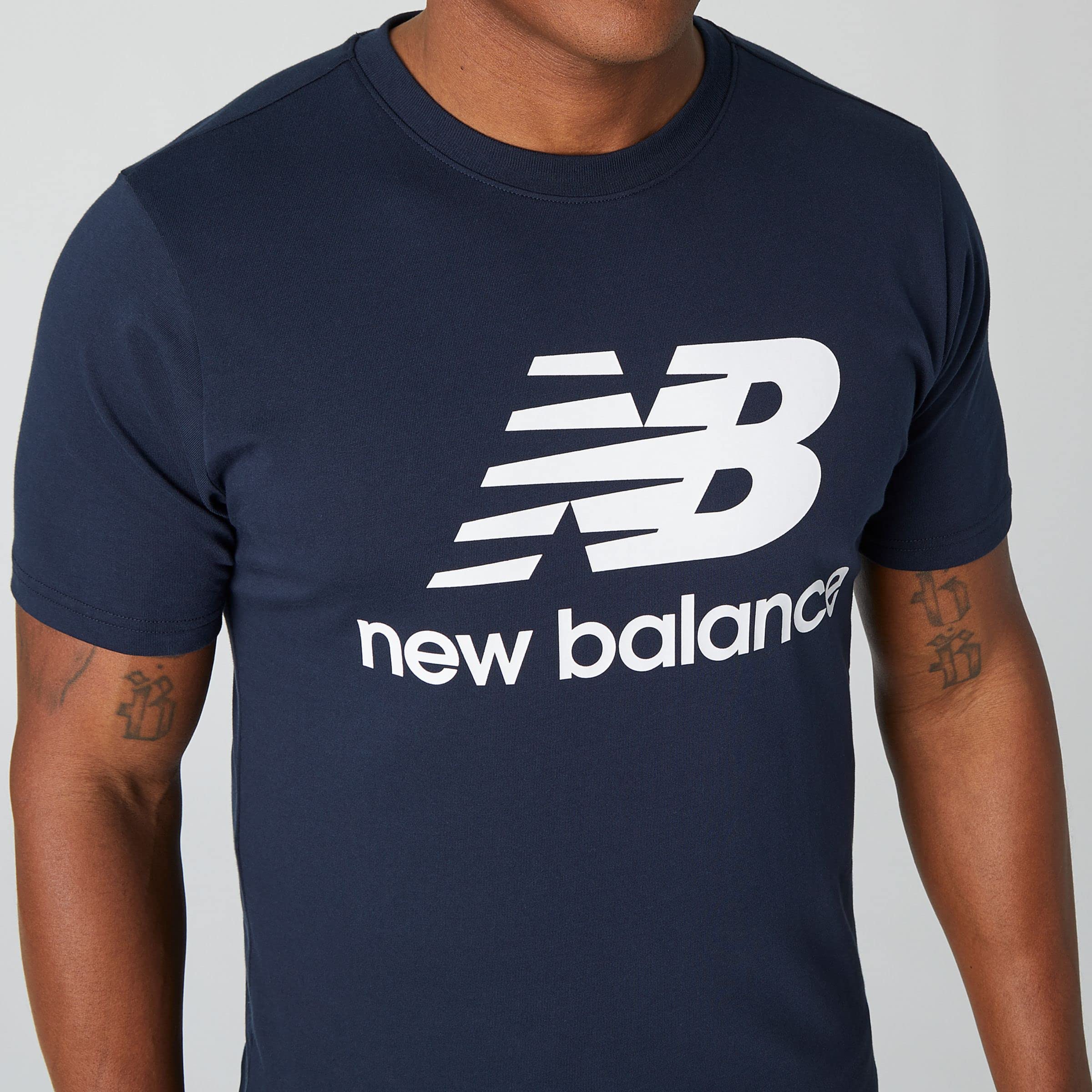 New Balance Men's NB Essentials Stacked Logo Short Sleeve, Athletic Grey , 3X-Large