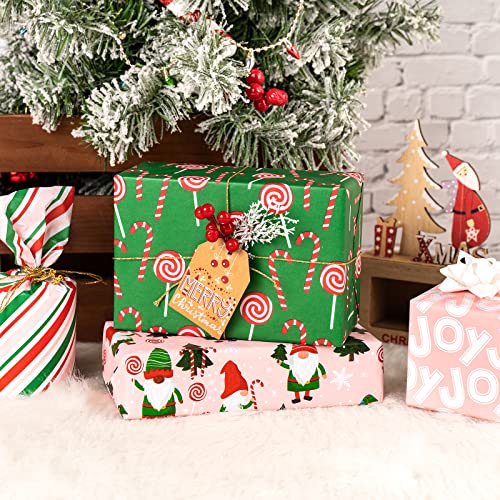 MAYPLUSS Christmas Wrapping Tissue Paper - 90 Sheets - Pink Green Design - 13.7 inch X 19.7 inch Per Sheet