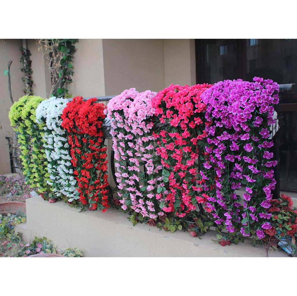 Naiflowers Artificial Flowers, Fake Outdoor UV Resistant Plants Faux Plastic Greenery Shrubs Indoor Outside Hanging Planter Home Kitchen Office Wedding Garden Decor (Blue)
