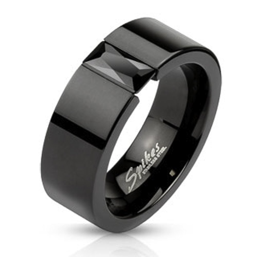 Marimor Jewelry His Hers 4 Piece Black Ion Plated Stainless Steel Wedding Engagement Ring Band Set Women's Size 08 Men's 08mm Size 10