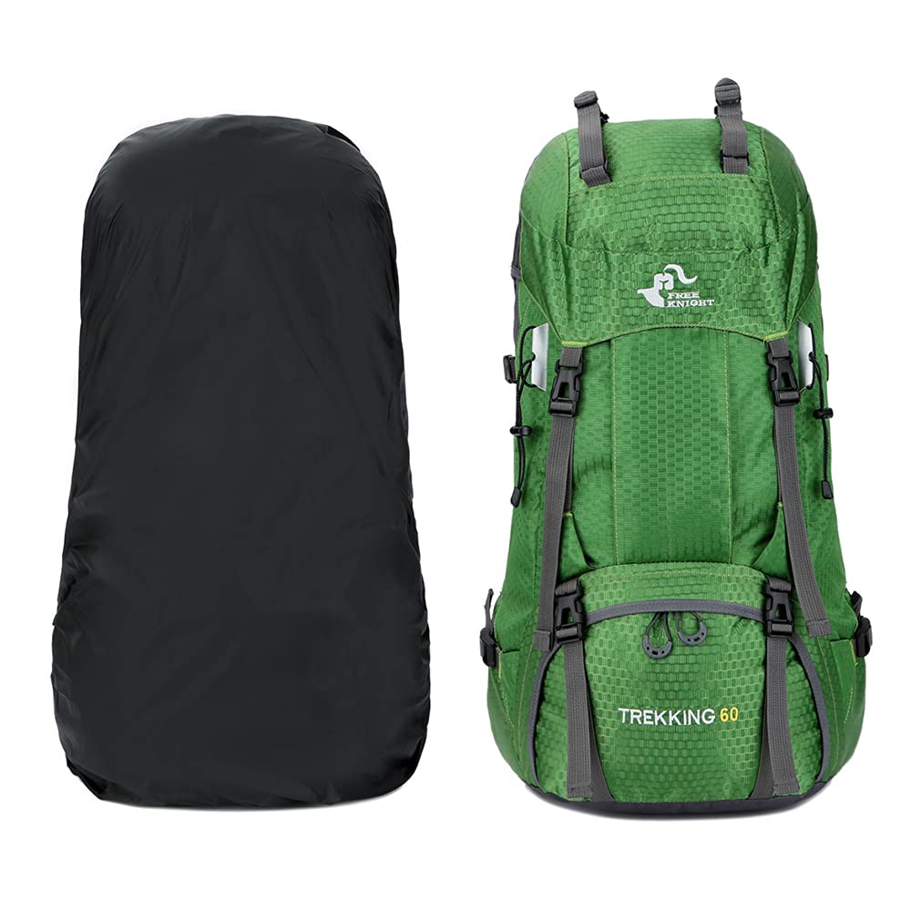 Russel Molly Hiking Backpack With Rain Cover, 60L Camping Daypack for Travel (Green)