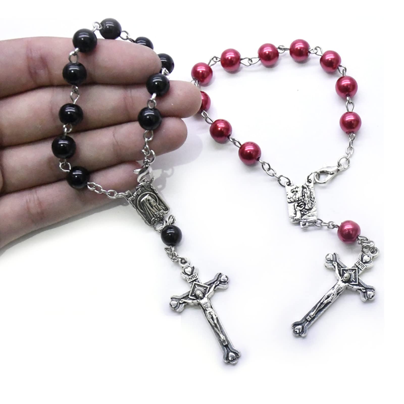 Pearl Finger Rosaries Baptism Rosary Beads Finger Baptism Rosaries First Communion Favor Christening Party Gift