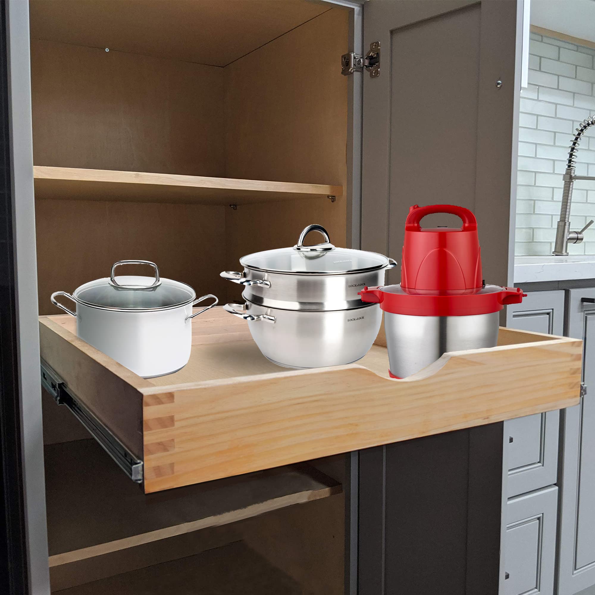 Pull Out Cabinet Organizer Pull Out Drawers for Kitchen Cabinets Wood Cabinet Slide Out Shelves Storage Slide Out Shelf Pantry Drawers, 14βW x 21βD, Requires At Least 15.5β Cabinet Opening, Finished