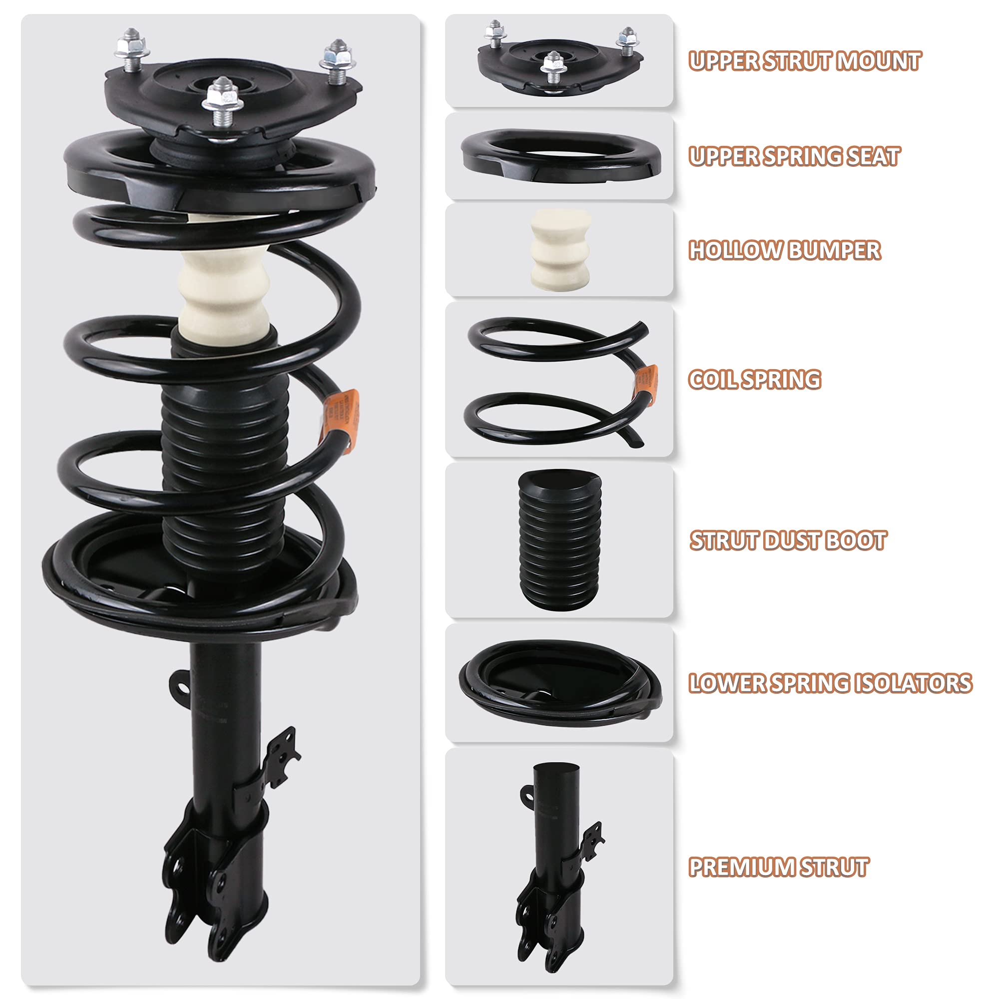 MOSTPLUS 172378 172379 Front Complete Strut Assemblies Compatible for Nissan Sentra 2007 2008 2009 2010 2011 2012 Sedan 2.0L (Set of 2)