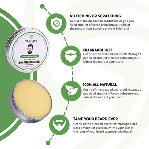 Myshape Time Beard Balm For Men Leave-in Conditioner Natural ingredients Beard & Mustache Moisturizer Balm for Men Grooming - Beard Softener Gives shine, Strength and Smooth Shape to Any Beard Style