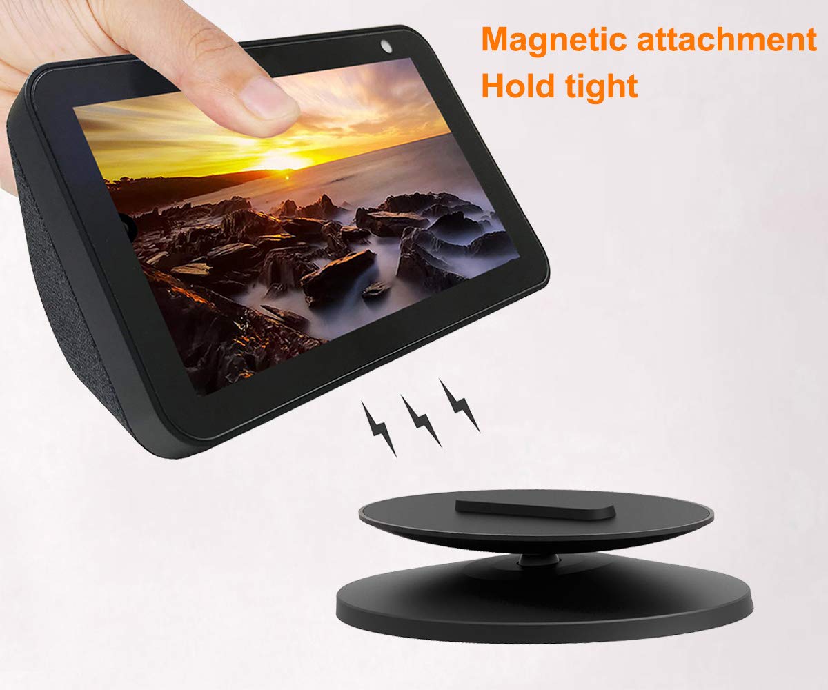 Naitmsad NOOBECR ELPHA Stand for Echo Show 8 and 5 (1st and 2nd Gen) Adjustable Mount Accessories for Amazon Alexa Show, Magnetic Attachment, Swivel and Tilt, Black
