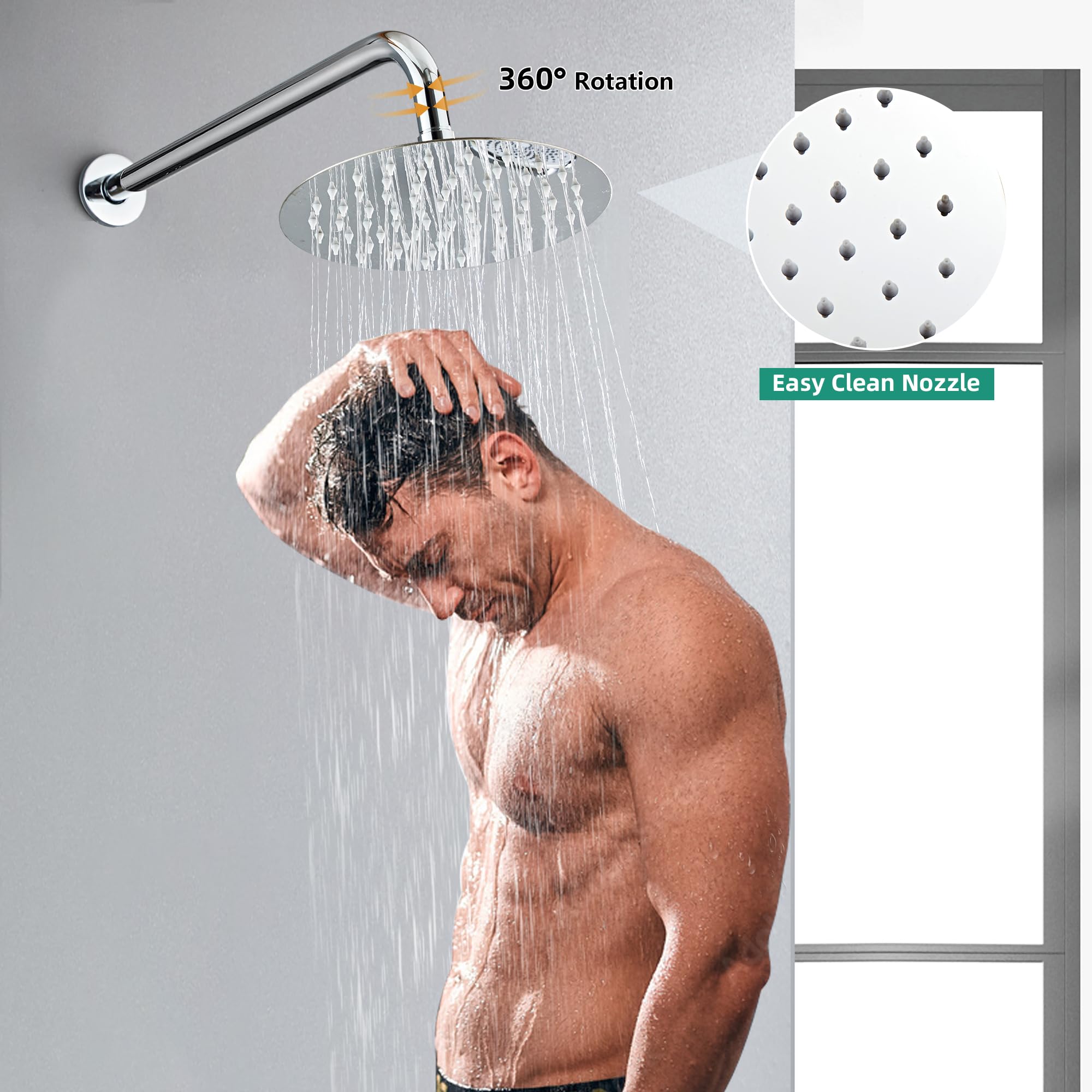 LCEVCGK Shower System, Matte Black Wall Mounted Shower Faucet Set Complete for Bathroom with 8 Inch Rain Shower Head and 3-Setting Handheld Shower Head Combo, Shower Valve with Trim and Diverter