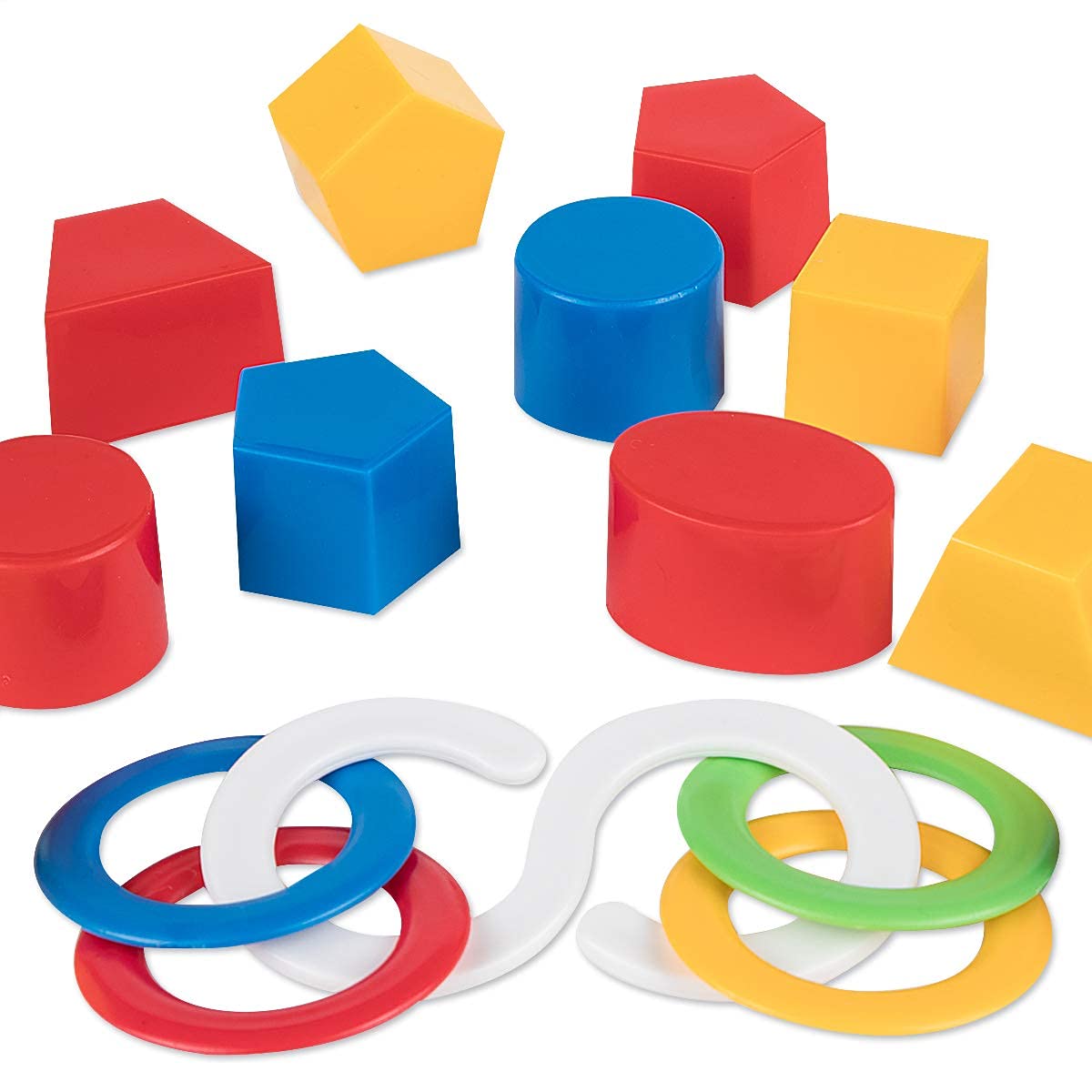 Mimtom Shape Sorter Toy | Re-buildable Baby Play Cube with 18 Sorting Blocks and Teething Rattle | Learning Toy Made in The EU - Purple, Blue & Green