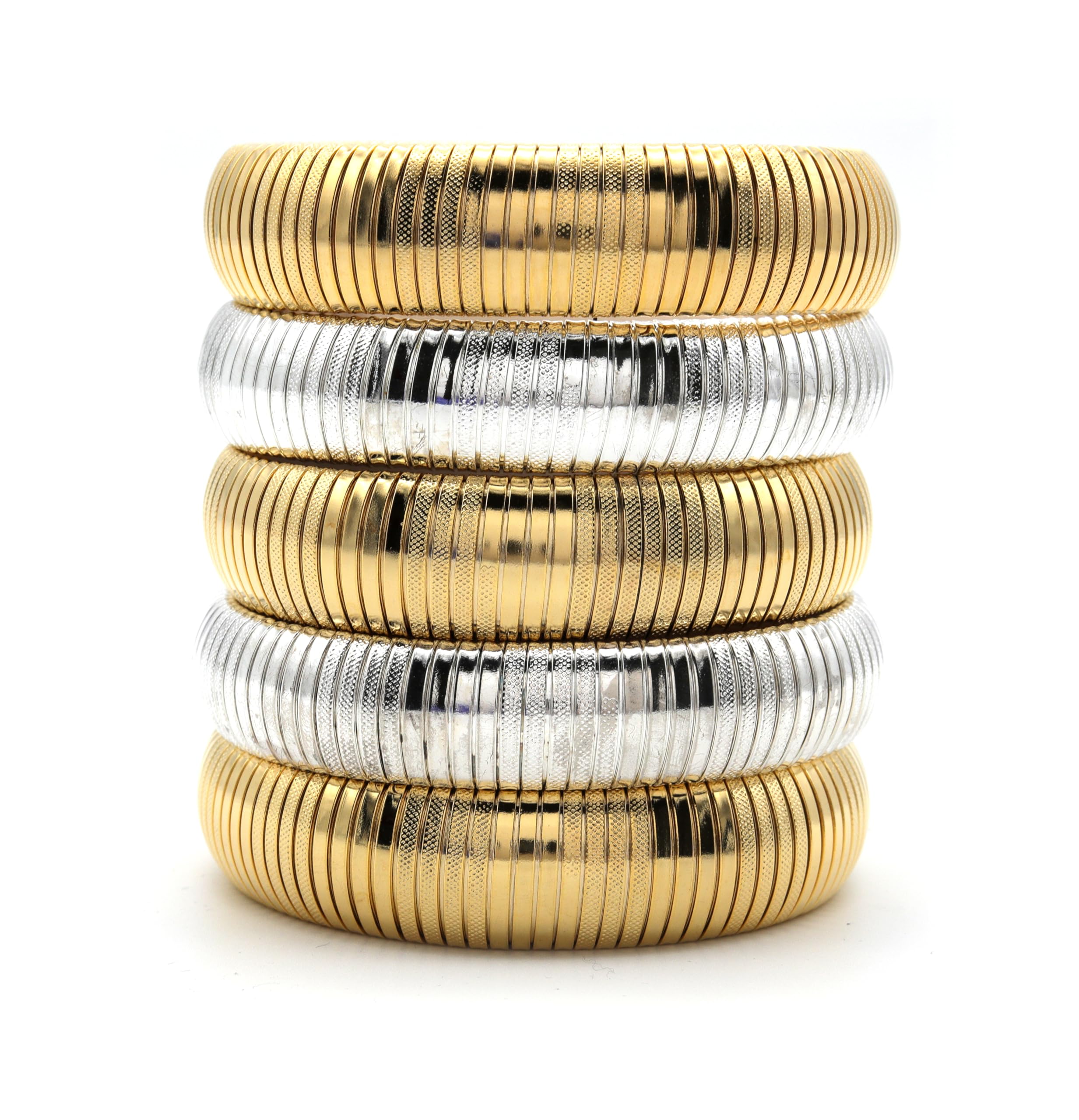 Marshal Metal Fashion Bracelet Omega 18k Gold Plated Brass Stretch Cobra Bracelet (14mm))