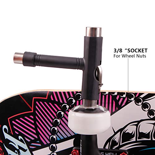 OUDEW Skateboard Tool,All-in-One Multi-Functional T Skate Tool and Allen Key Portable Skateboard T Tool Accessory for Longboard Skateboard,Universal T Tool