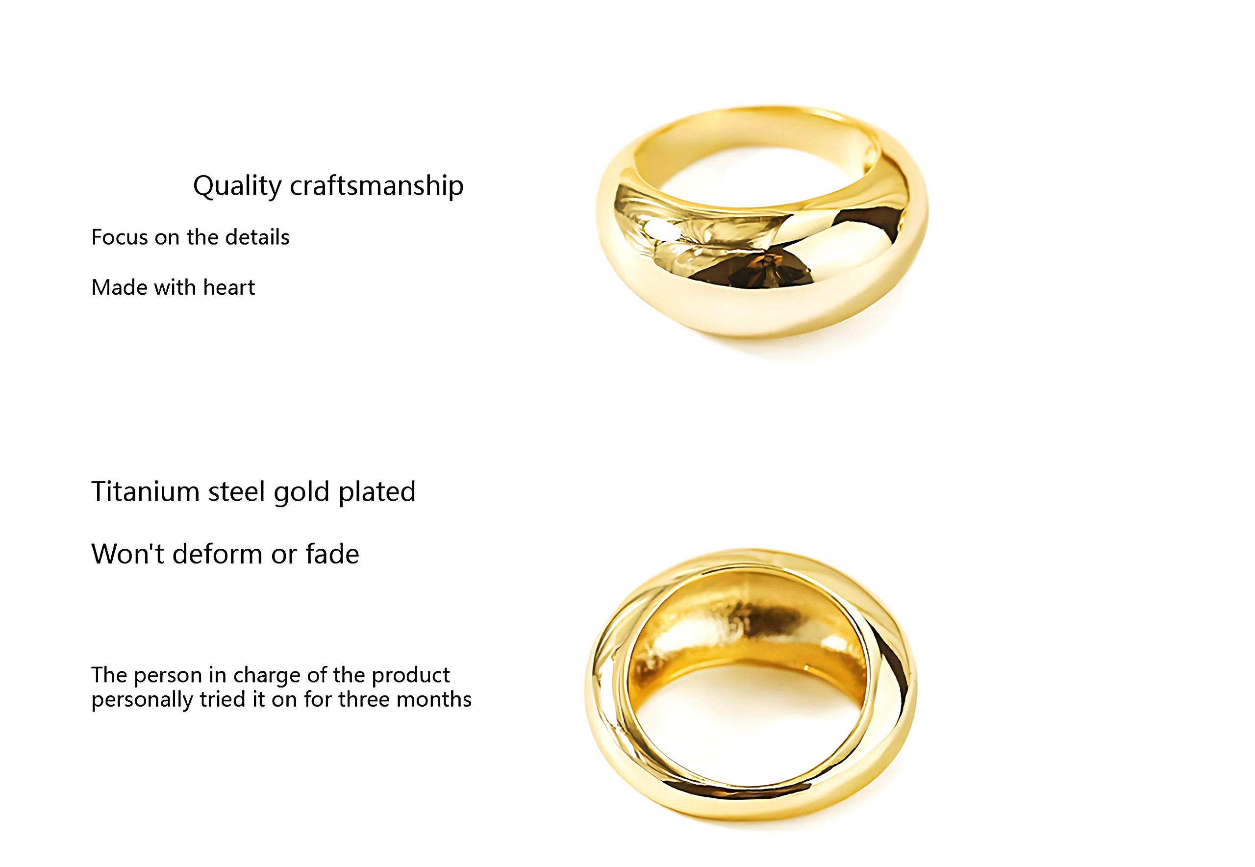 N-N Classic Fashion Stacking Ring Woman 18K Gold Chunky Thick Ring Best Mom Gift birthday gift Cute Dome Cocktail Statement Ring Size5-10