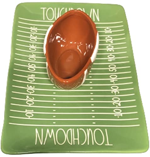 Rae Dunn by Magenta TOUCHDOWN Football Themed Ceramic Chip & Dip Tray 10âx 7"