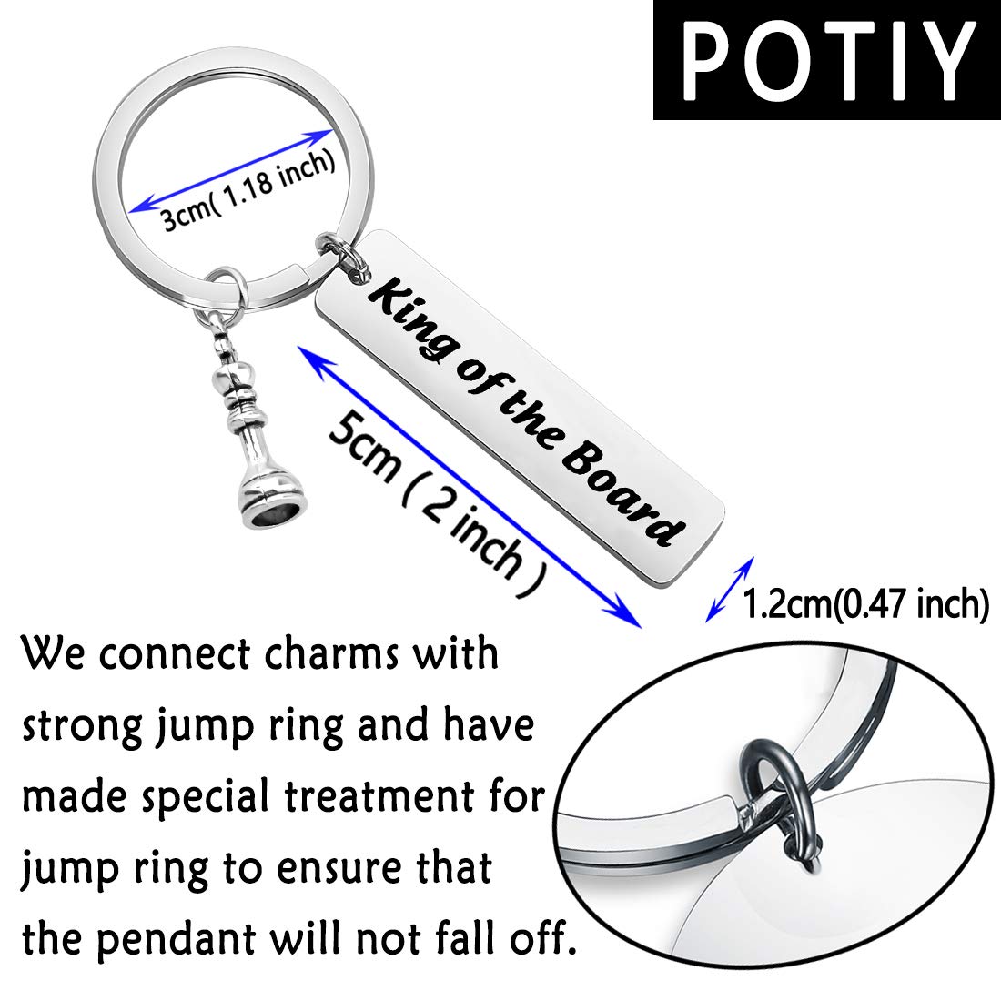 POTIY Chess Gift King of The Board Game Keychain Chess Keychain for Chess Player Chess Lover Chess Master (King)