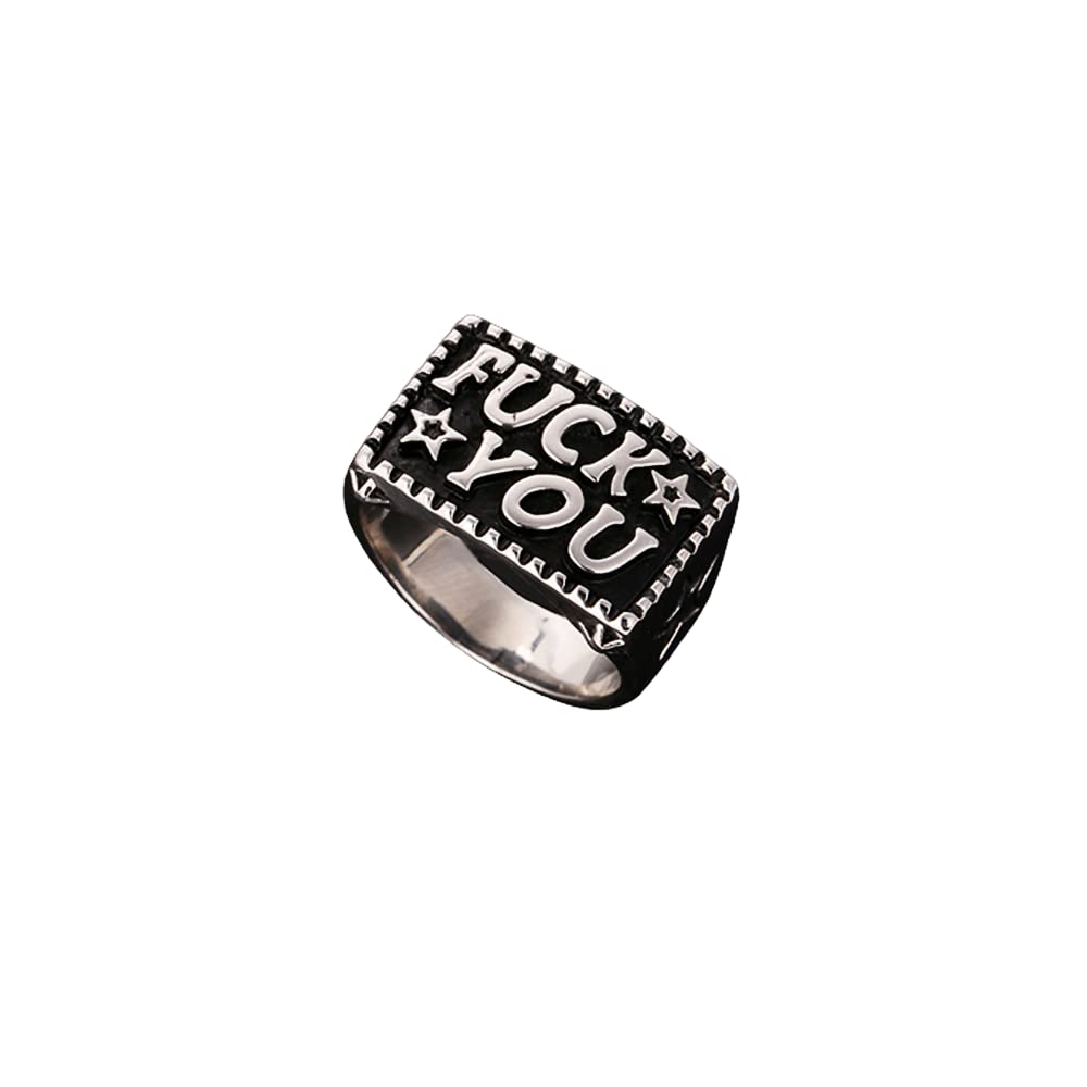 Vintage Fuck You Words Ring for Women Men Retro Personalized Stacking Knuckle Ring Hip Hop Style-8