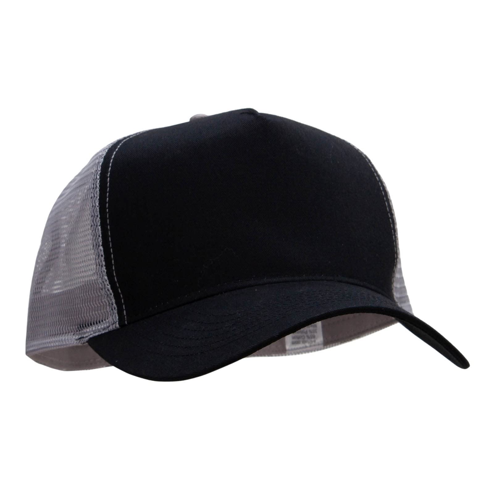 New Big Head Size Trucker Mesh Cap - Black OSFM