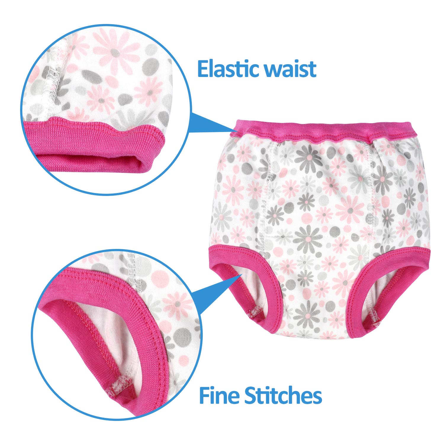 MooMoo Baby Cotton Absorbent Potty Training Pants Toddler Training Underwear for Baby Girl 4T