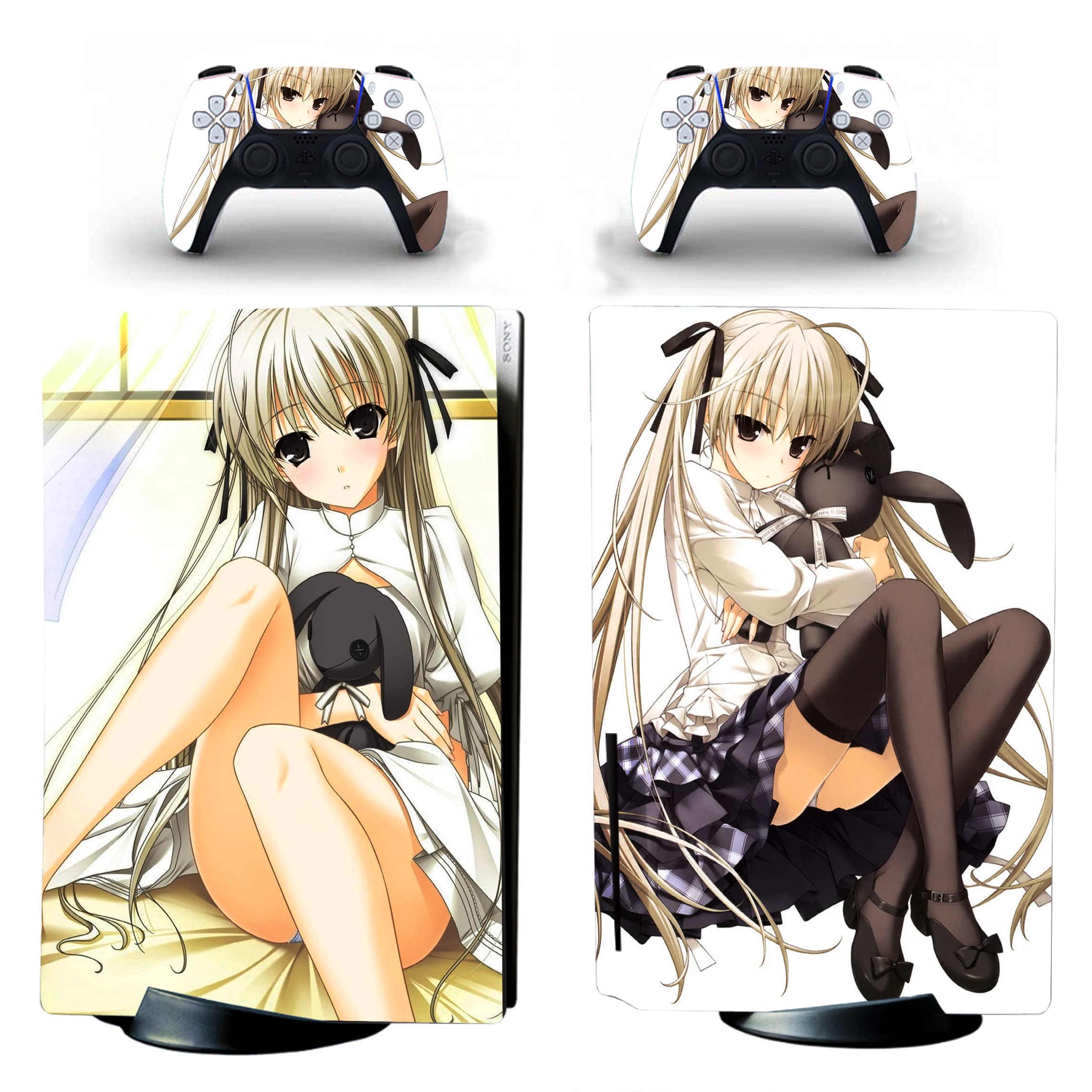 Vanknight Skin Vinyl Sticker Decals Wrap Compatible with PS5 Disc Console Controllers Anime Hot Girl