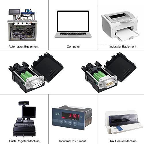YIOVVOM DB9 Breakout Connector,DB9 Solderless RS232 D-SUB Female Serial Adapters 9-Pin Port White Adapter to Terminal Connector Signal Module with case Set of 10