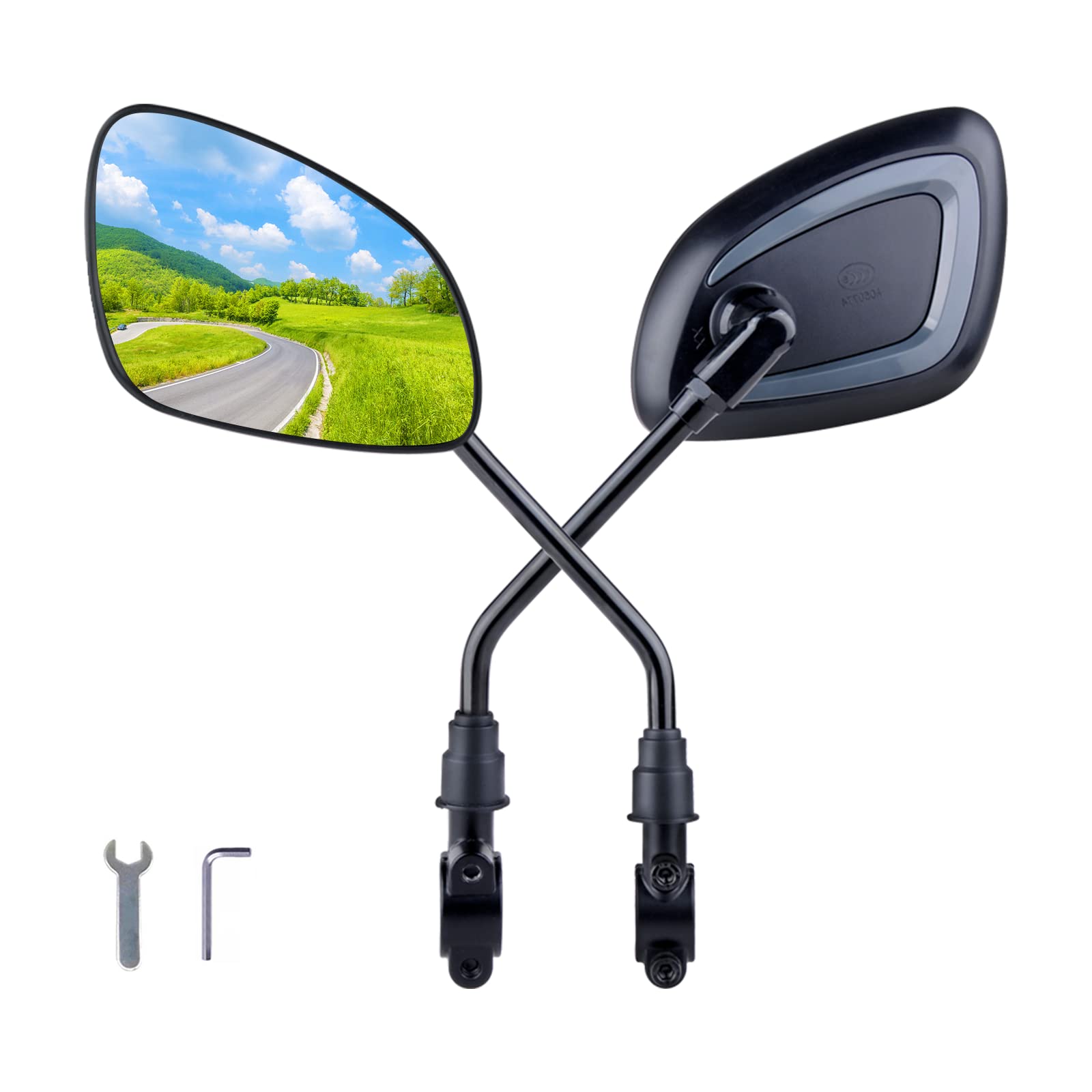 RBRL new handlebar bicycle mirror, high-definition explosion-proof adjustable and rotatable bike mirror, safety glass mirror, rearview mirror (Black-A set, A set)