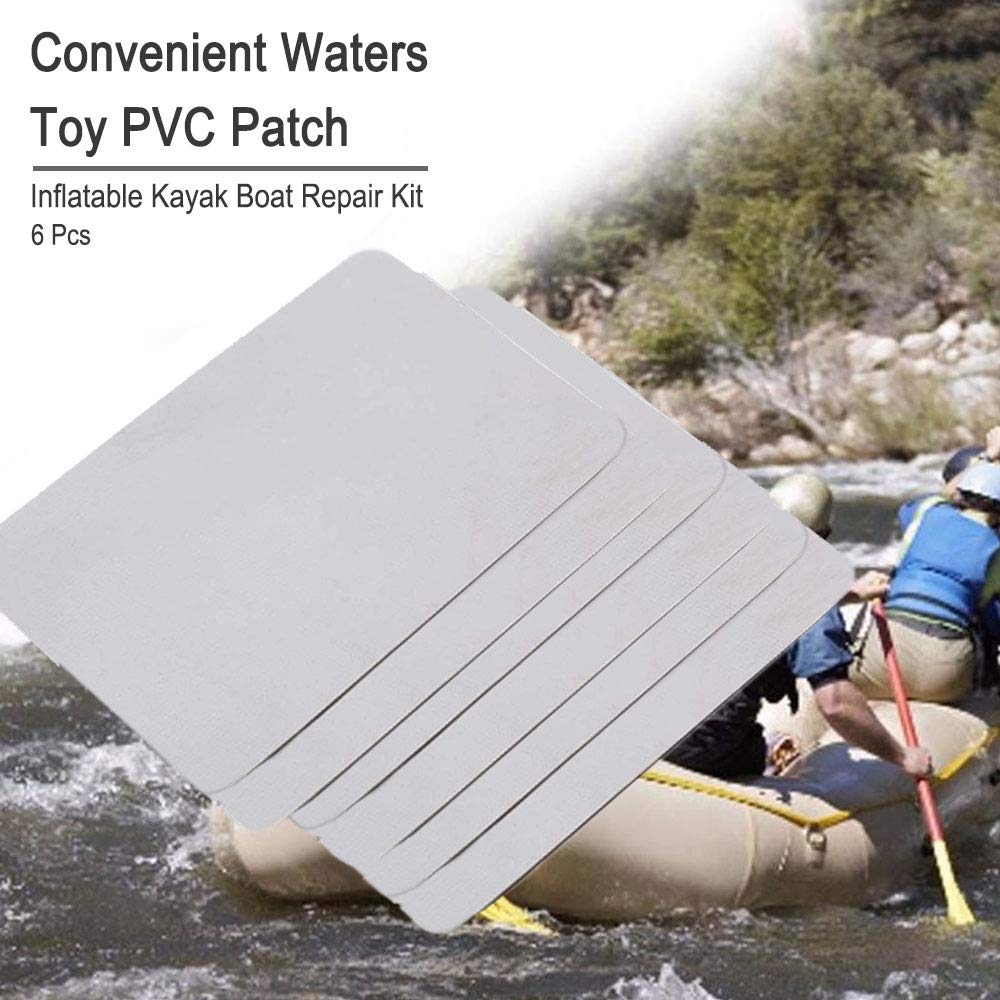 OUHFDS PVC Patch Kit for Inflatables Waterproof,6 Pcs PVC Boat Repair Kit for Inflatable Boat Kayak Canoe Pool (Gray)