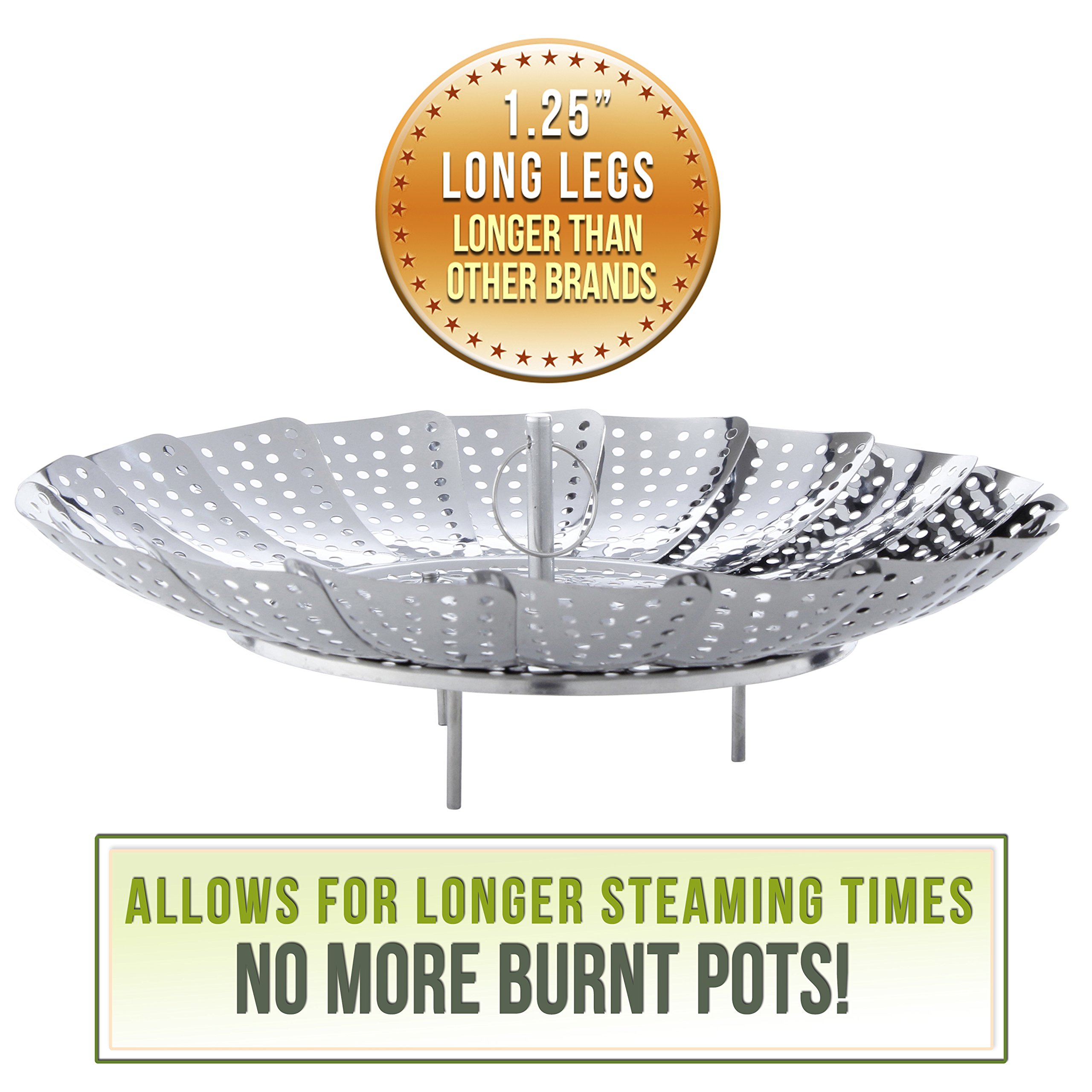 Two-Pack Vegetable Steamer Baskets (Two Sizes) Folding Expandable Steamer Inserts for Instant Pot Accessories, Safety Tool, Stainless Steel, Pressure Cooker, Pot in Pot, Food Steamer Cooking