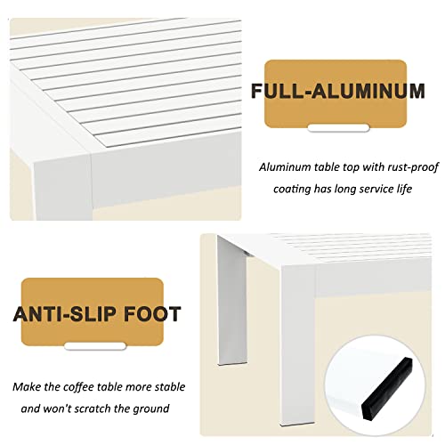 LayinSun Outdoor Aluminum Furniture Set, 4 Pieces Patio Sectional Conversation Chat Sofa Modern Seating Set with Coffee Table