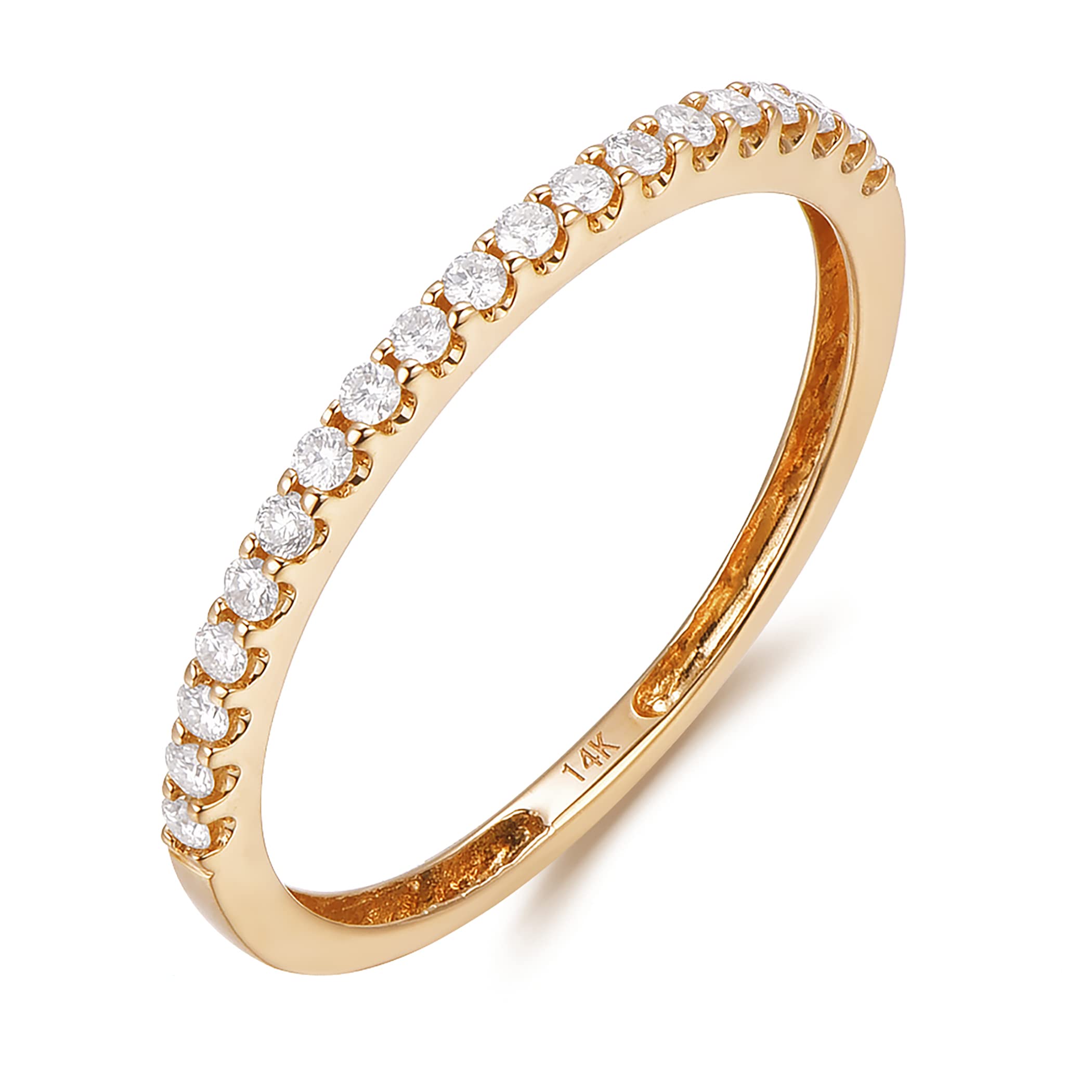 Oiney 14K Gold 1.5mm Comfort Fit Moissanite Wedding Band (Yellow-Gold, 9)