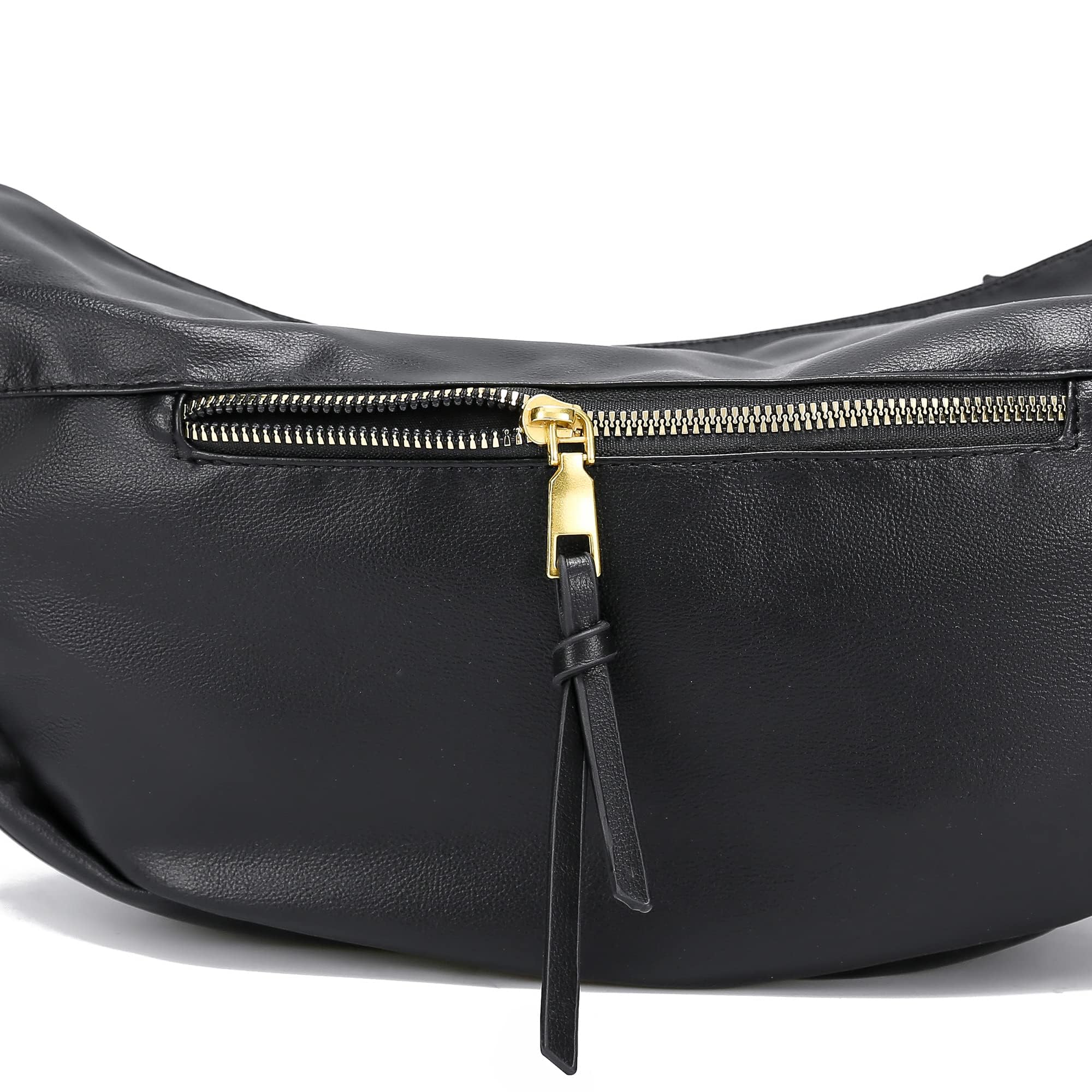 SUANNI Leather Crossbody Bags for Women,Large Capacity Luxury Shouler Bag,Soft Moon Shape Dumpling bag Solid Handbag Purse (Black)