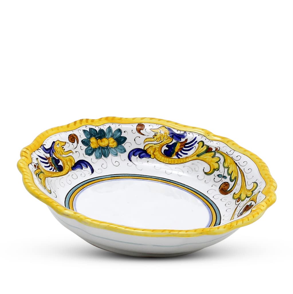 RAFFAELLESCO CLASSICO: Pasta Soup rimmed bowl fluted rims [0002CP-RAF] - Authentic hand painted in Deruta, Italy. Original design. Shipped from the USA with Certificate of Authenticity.