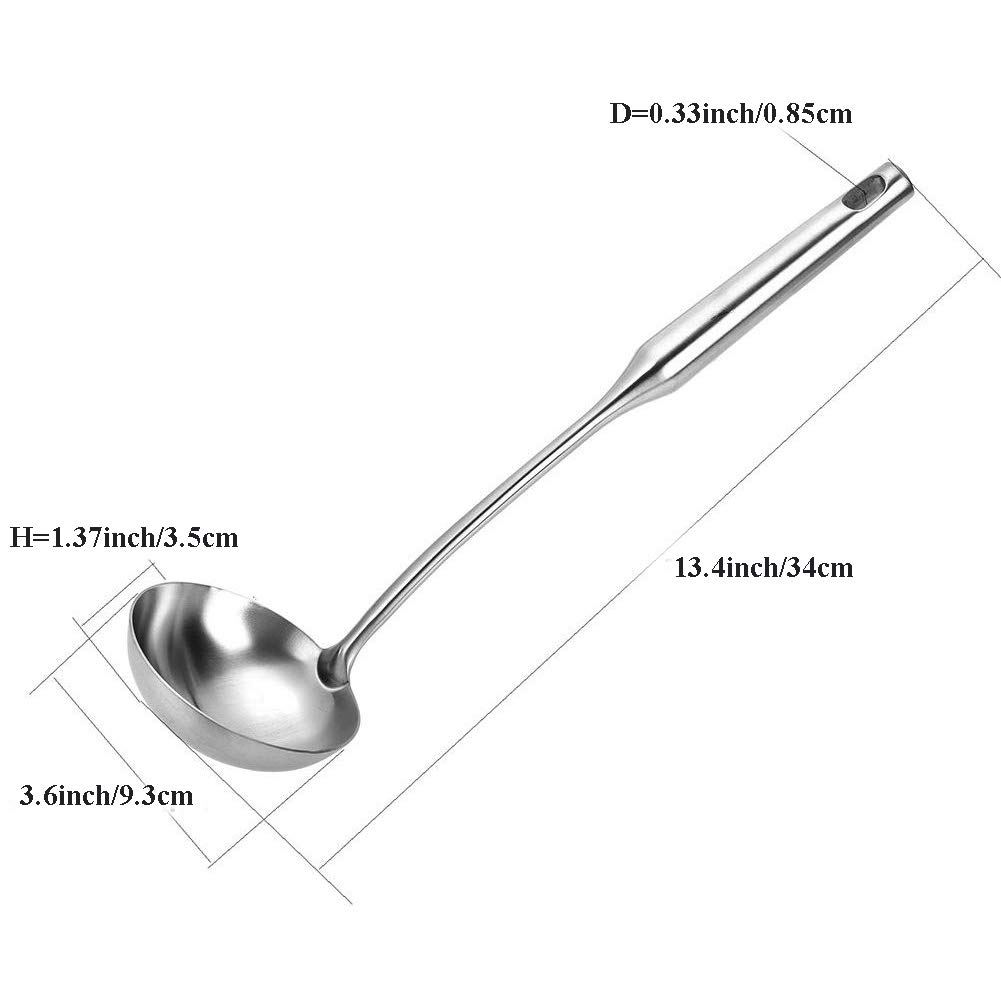 TBWHL Metal Soup Ladle 304 Stainless Steel Gravy Sauce Ladle with Long Handle for Kitchen 13.4"