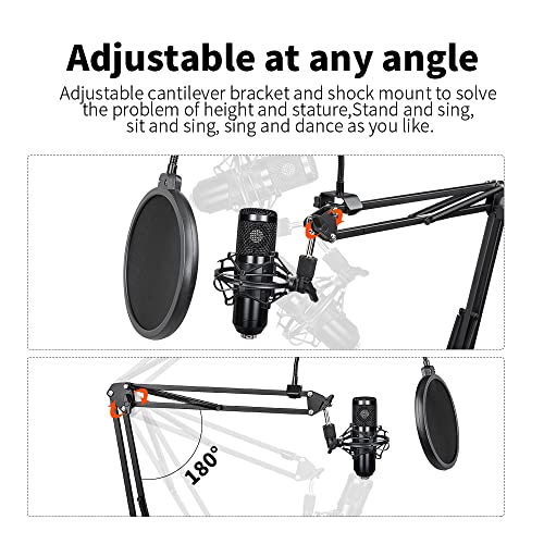 Podcast Microphone Professional 192KHz/24BIT USB Condenser Cardioid PC Mic, Recordings for YouTube, Streaming, Gaming, Recording Music, Voice Over, Studio/Home Recording