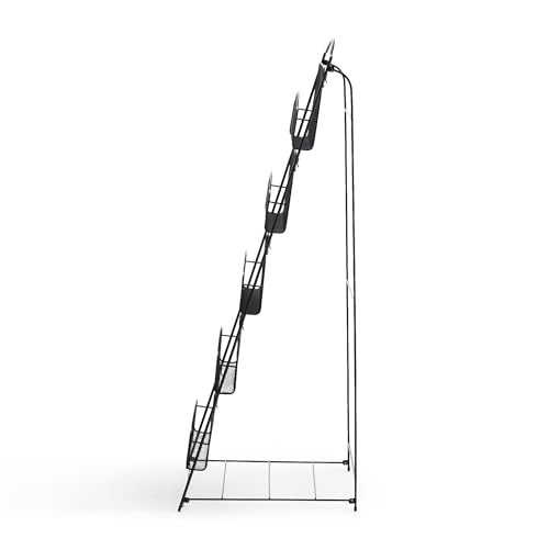 Safco Onyx Floor Rack, Ladder Magazine Rack with 5 Pockets, Commercial-Grade Steel Construction
