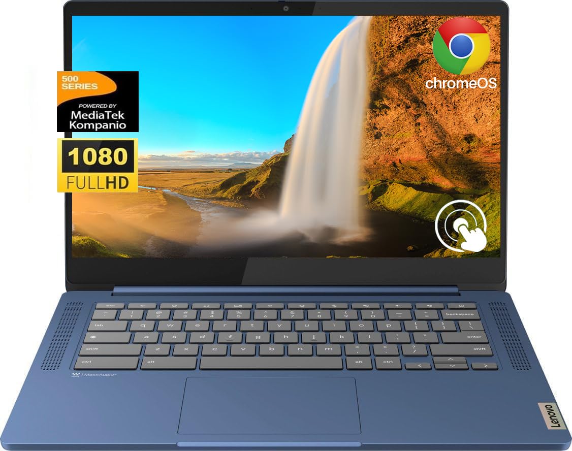 Lenovo 2023 Slim 3 Chromebook Laptop, 14" FHD Touch Screen for Student and Business, 8-Core MediaTek 520 Processor, 4GB RAM, 64GB eMMC, 128GB Micro SD, 13.5H Long Battery, Wi-Fi 6, Webcam, Chrome OS