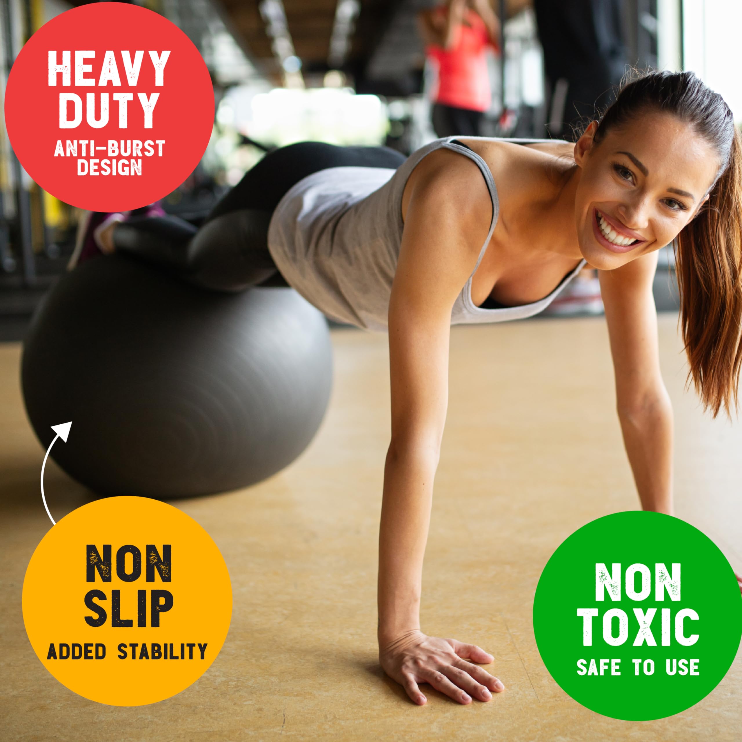 Live Infinitely Exercise Ball (55cm-95cm) Extra Thick Professional Grade Balance & Stability Ball- Anti Burst Tested Supports 2200lbs- Includes Hand Pump & Workout Guide Access