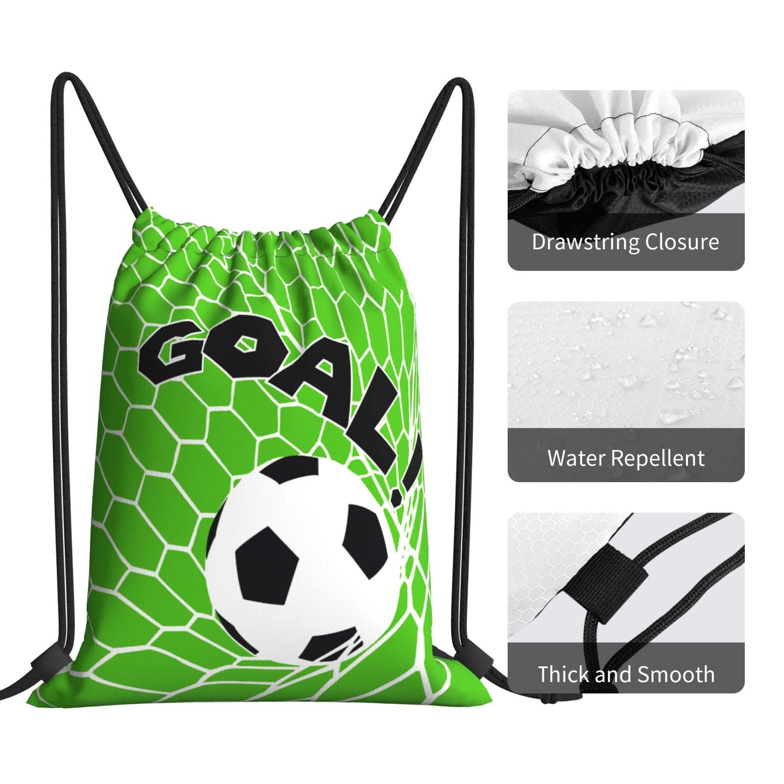 Soccer Drawstring Backpack Water Resistant String Bag Travel Sport Gym Bags One Size