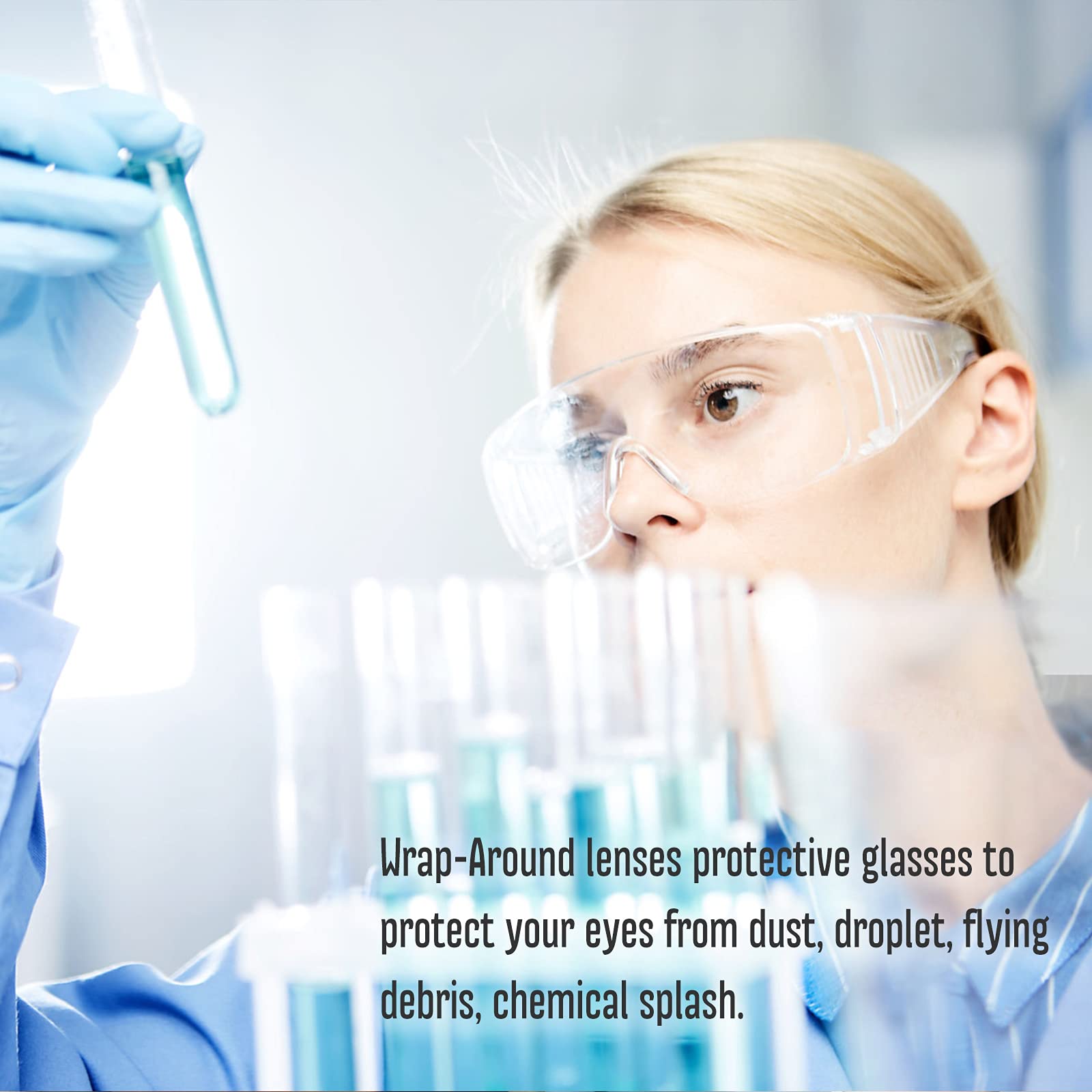 NAMSAN Clear Safety Goggles Lab Protective Eyewear over Prescription Glasses Job Protective Goggles Anti Droplet Debris Eye Protection