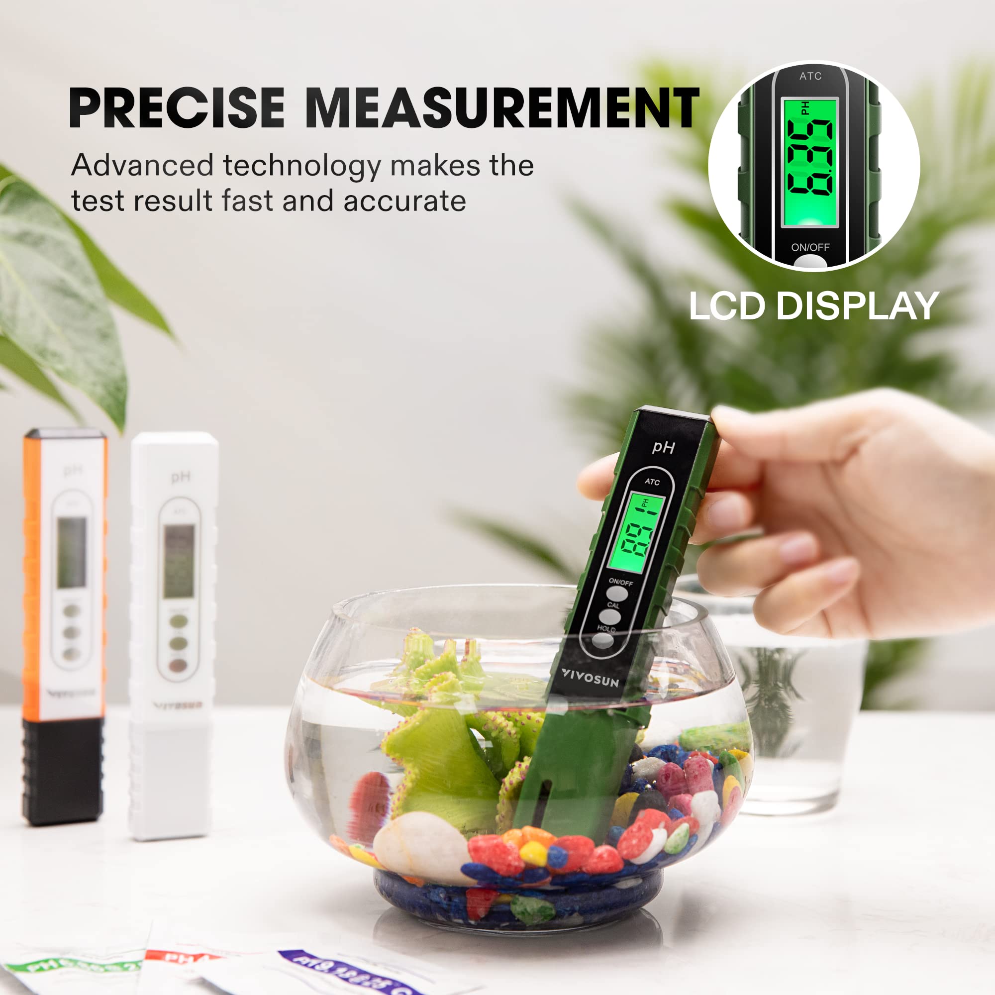 VIVOSUN PH Meter Digital PH Tester Pen, Army Green and TDS Tester 3-in-1 TDS EC & Temperature Meter Ultrahigh Accuracy Digital Water Quality TDS Tester (Blue)