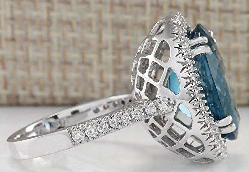 Lzz Fashion Lady London Blue Topaz Gemstone Ring Cubic Zirconia 925 Sterling Silver Ring Oval Cut Single Stone Ring Bridal Jewelry Size 6-10 (US code 7)
